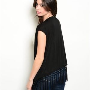 Better Be | Tops | Black Open Front Vest With Fringe | Poshmark